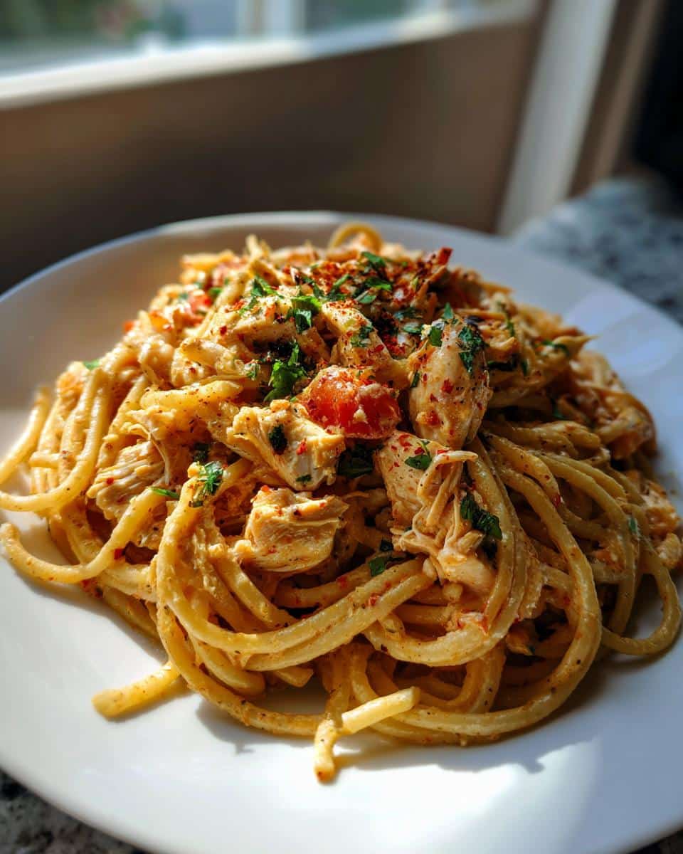 Creamy Cajun Chicken Spaghetti with Garlic Mozzarella Magic