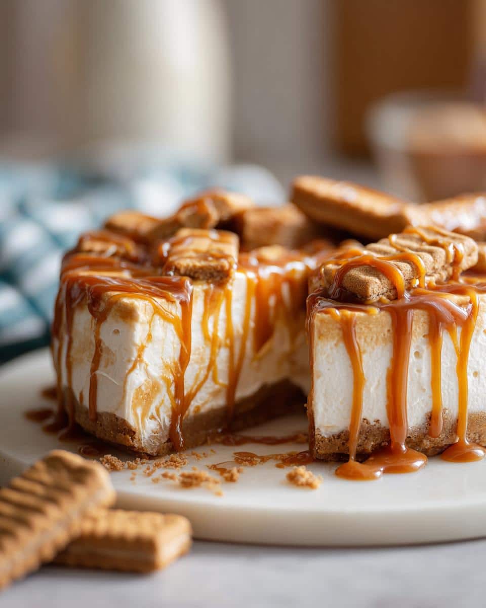 No Bake Biscoff Salted Caramel Cheesecake is Heavenly Indulgence