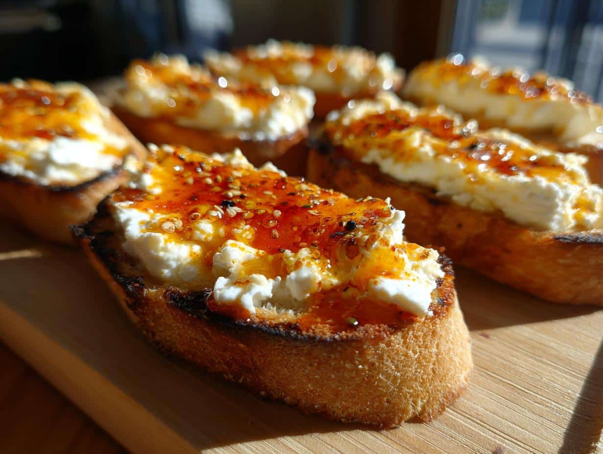 Hot Honey Whipped Feta Crostini: 7 Irresistible Bites