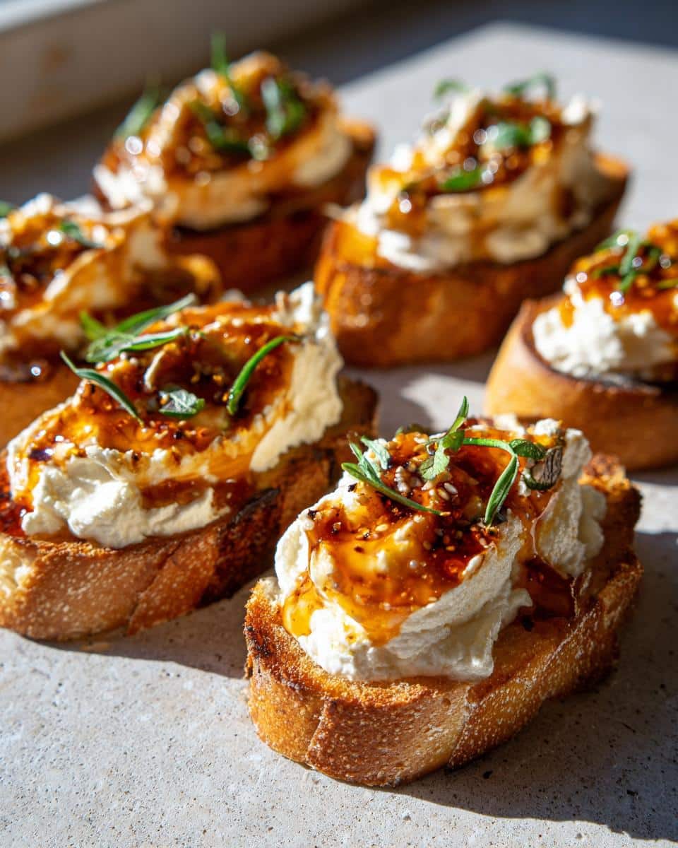 Hot Honey Whipped Feta Crostini: 7 Irresistible Bites